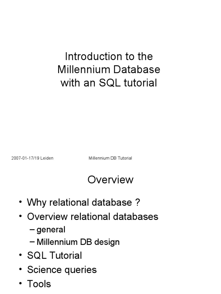 RDB Tutorial Leiden20070119 | PDF | Relational Database | Databases