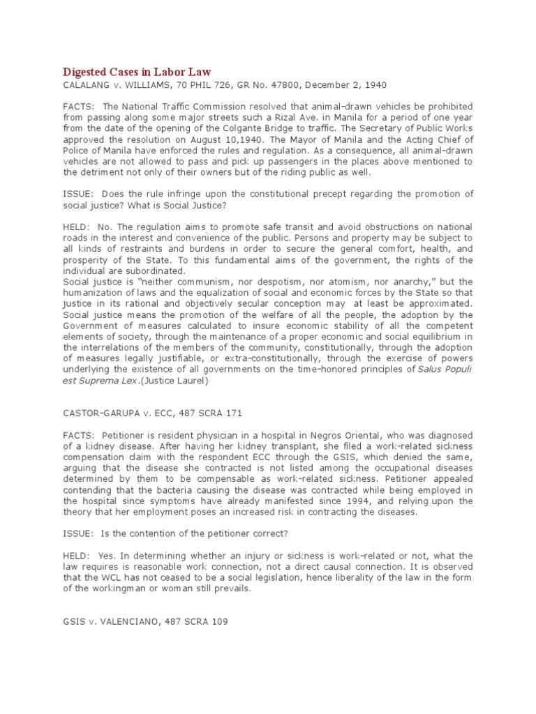 Digested Cases in Labor Law | PDF | Strike Action | Employment
