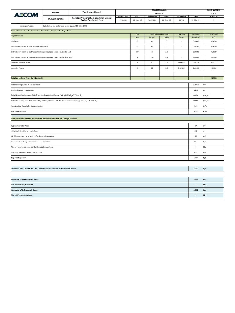 Corridor Pressurization Calculation 20170310 | PDF | Building ...