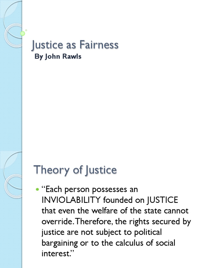 Justice As Fairness | PDF