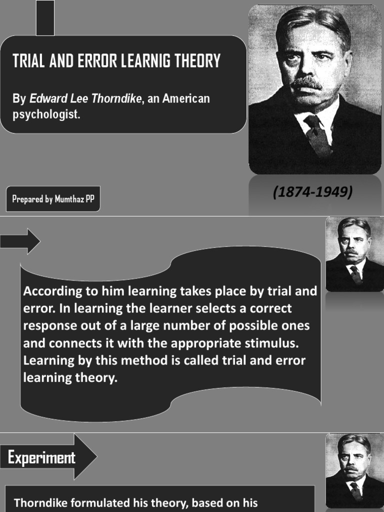 Trial and Error Learnig Theory: by Edward Lee Thorndike, An American ...