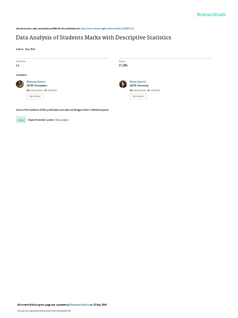 Student Marks Data Analysis Insights | PDF | Descriptive Statistics ...