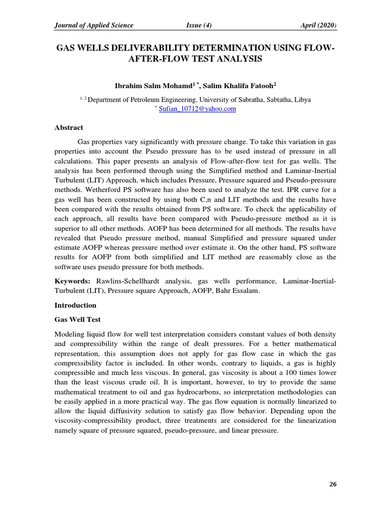 Gas Wells Deliverability Determination Using Flowafter | PDF | Fluid ...
