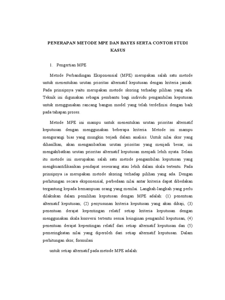Penerapan Metode MPE dalam Pengambilan Keputusan | PDF