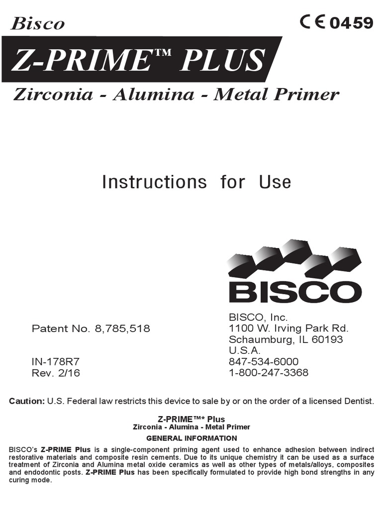 Z-Prime Plus: Instructions For Use | PDF | Aluminium Oxide | Metals