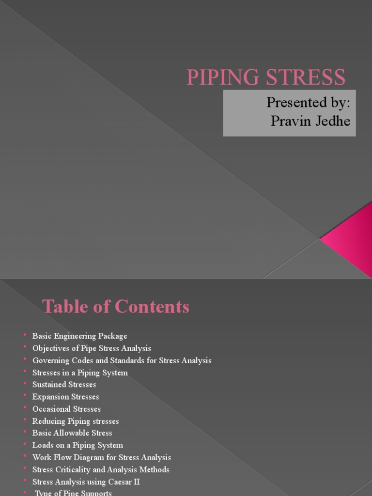 Module 05 Piping Stress Analysis Pravin Jedhe | PDF | Pipe (Fluid Conveyance) | Stress (Mechanics)