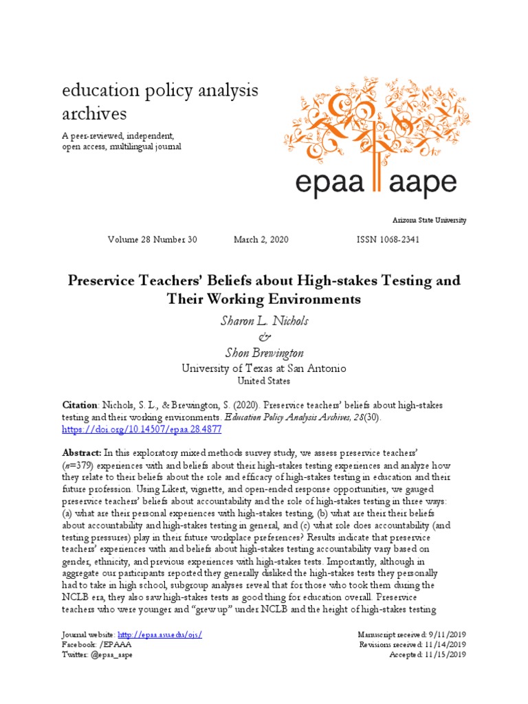 High-Stakes Testing | PDF | Ato Nenhuma Criança Deixada para Trás ...