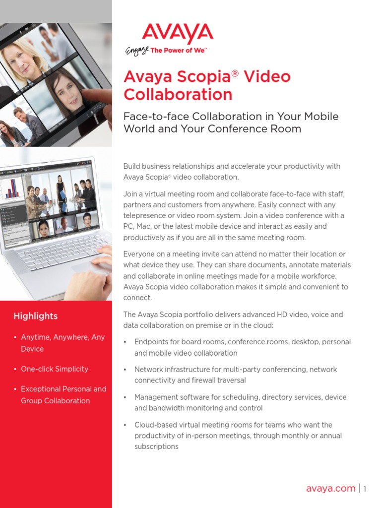 Avaya Scopia Video Collaboration: Face-To-Face Collaboration in Your ...