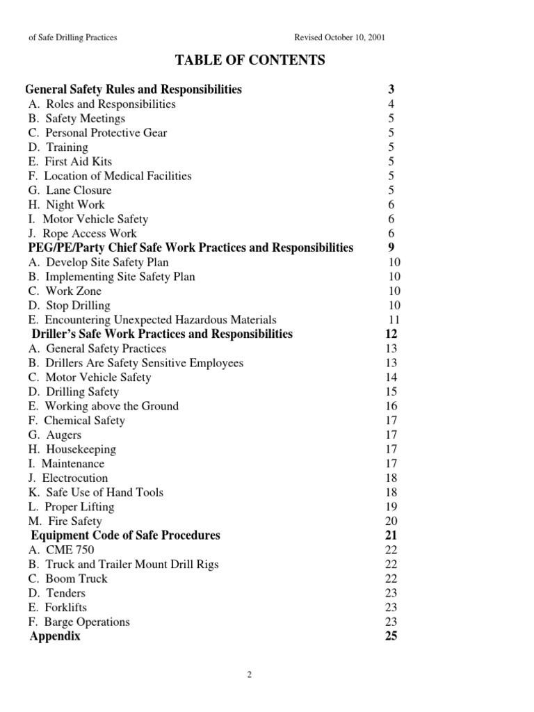 Revised Code of Safe Drilling Practices | PDF | Drilling Rig | Rock ...