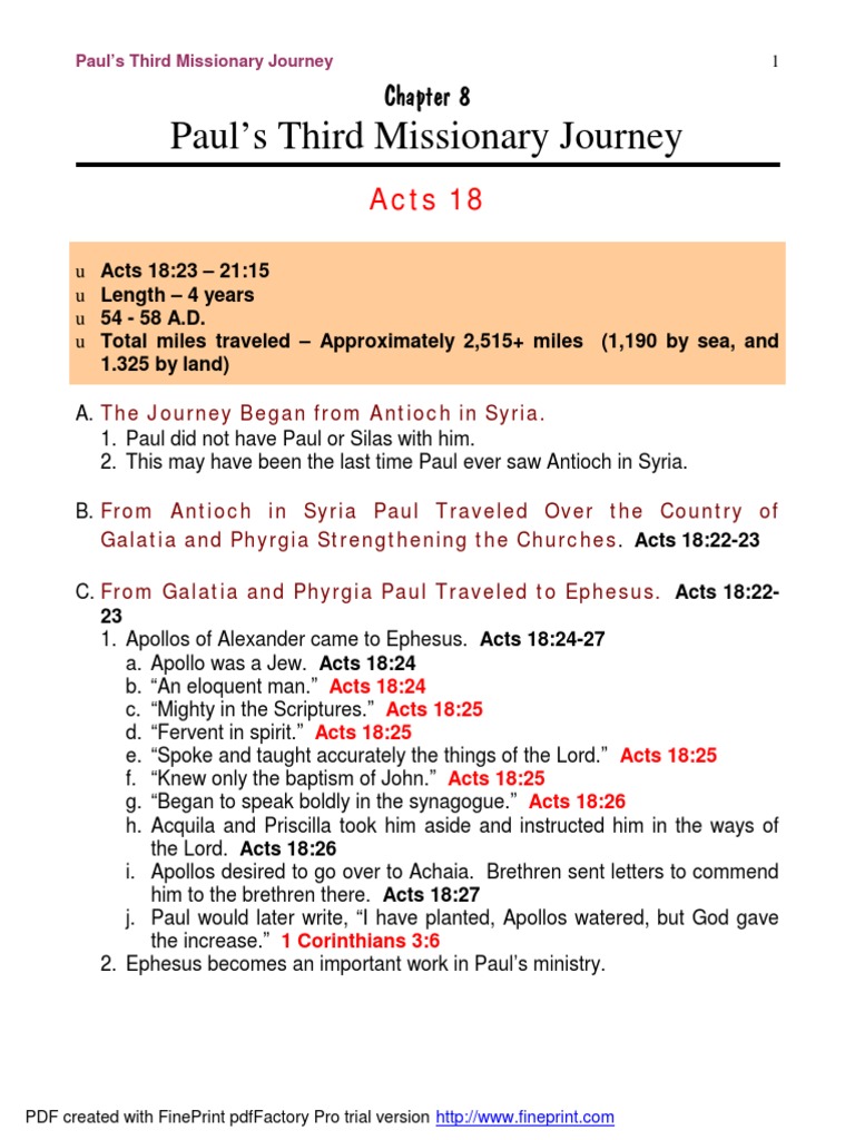 8 - Pauls Third Missionary Journey | PDF | First Epistle To The ...