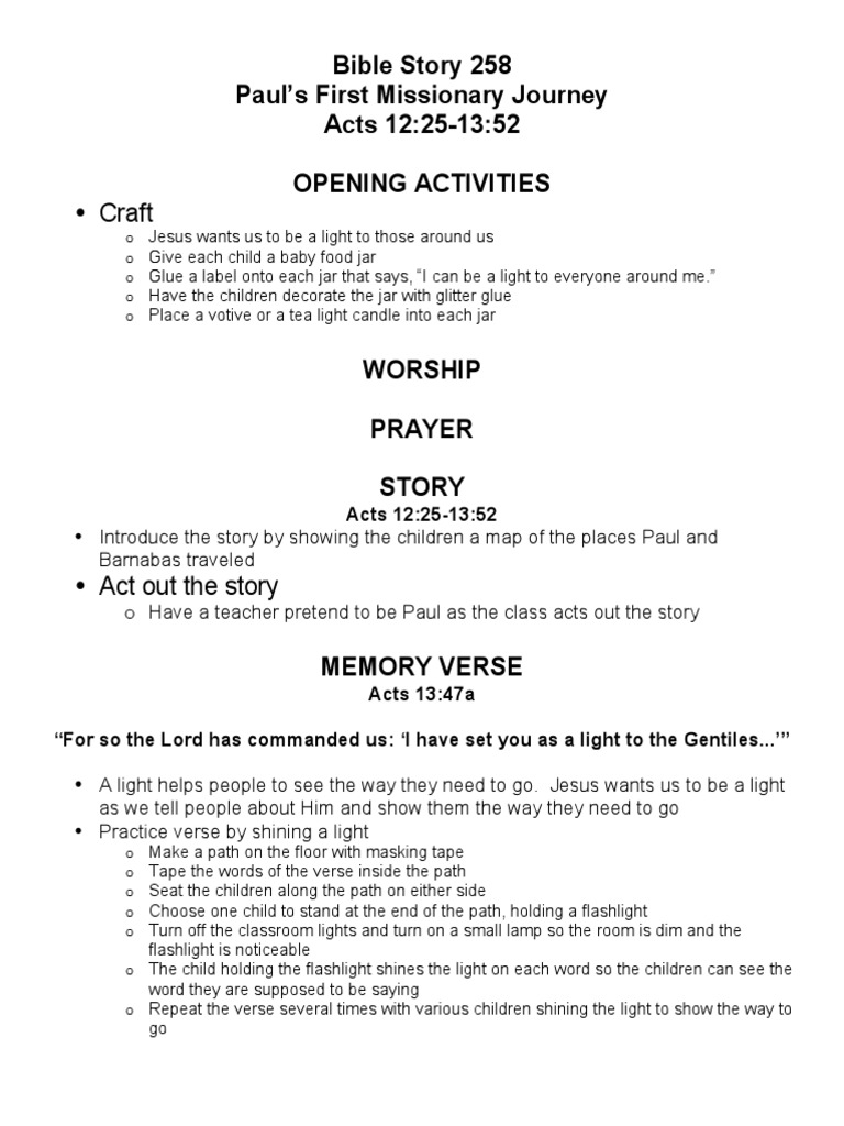 Paul's First Missionary Journey Activities | PDF | Paul The Apostle