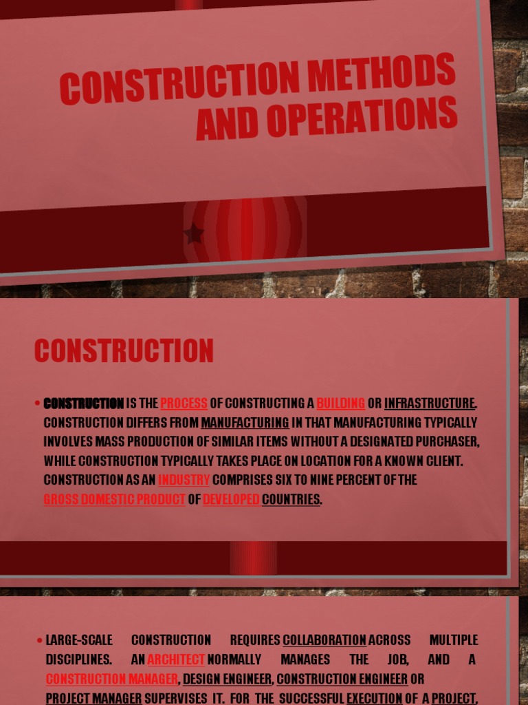 Construction Methods and Operations | PDF | Building Technology | Civil ...