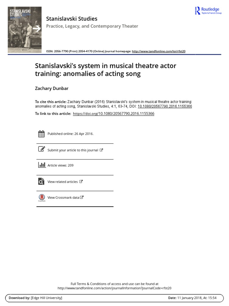 Stanislavskis System in Musical Theatre Acting Training Anomalies of ...