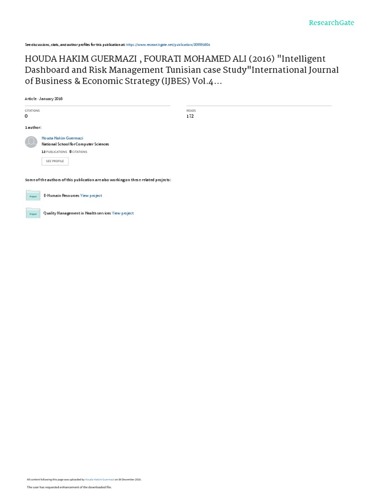 Houda Hakim Guermazi, Fourati Mohamed Ali (2016) "Intelligent Dashboard ...