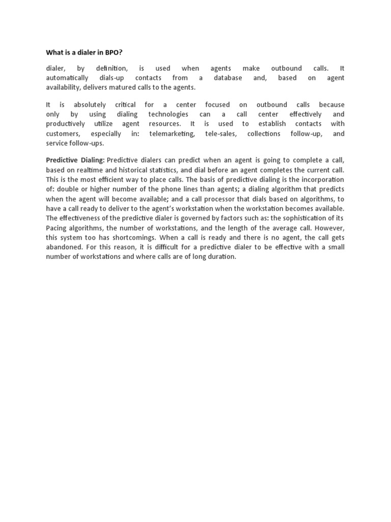 What Is A Dialer in BPO | PDF | Computers