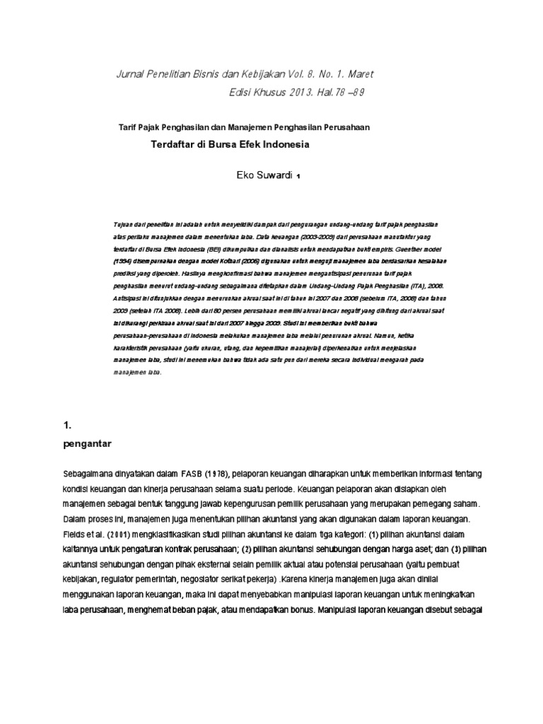 Eko Suwardi - Income Tax Rate and Earnings | PDF