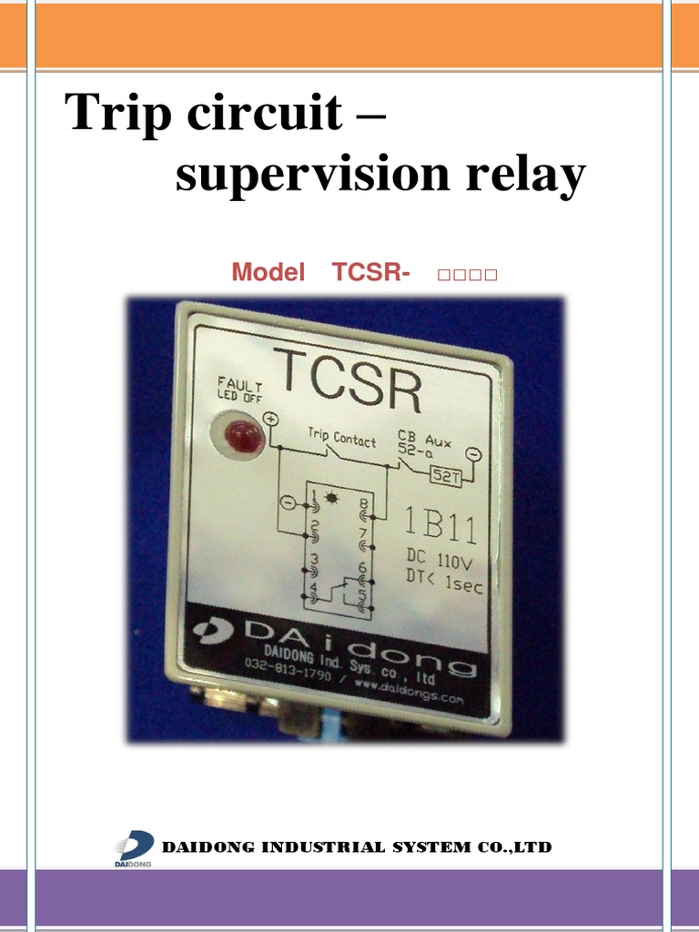 Trip Circuit - Supervision Relay: Model TCSR | PDF | Relay | Electrical Network