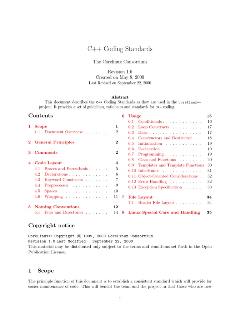 C++ Coding Standards: The Corelinux Consortium Revision 1.6 Created On ...