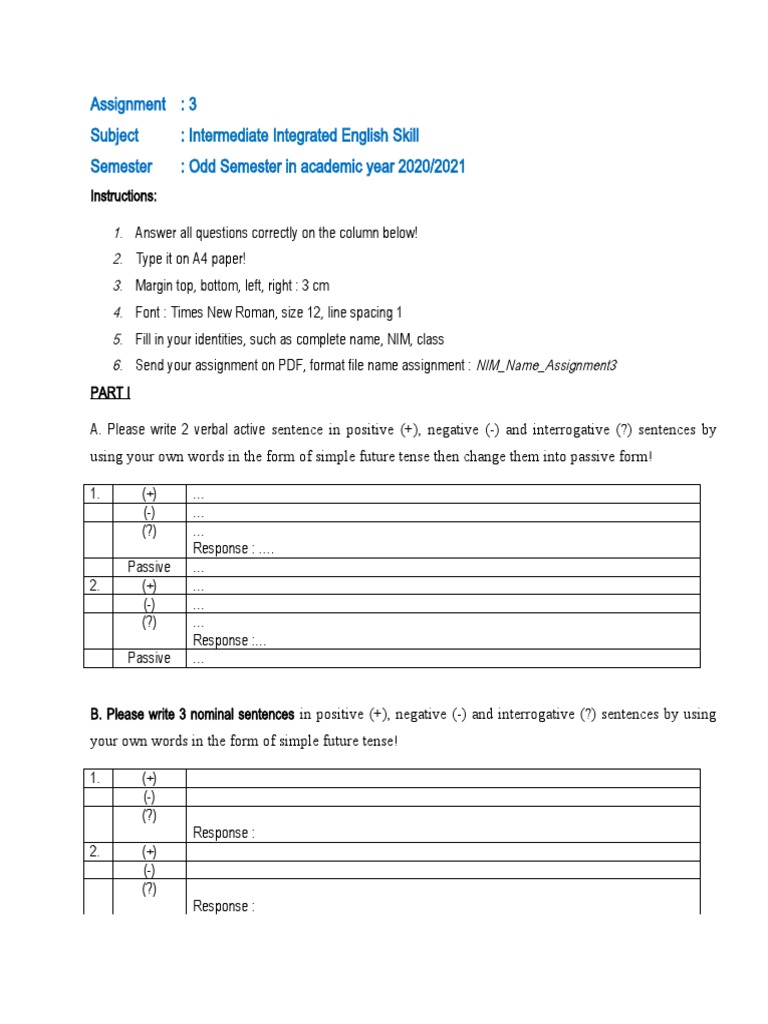 English Assignment: Tenses Practice | PDF | Language Arts & Discipline