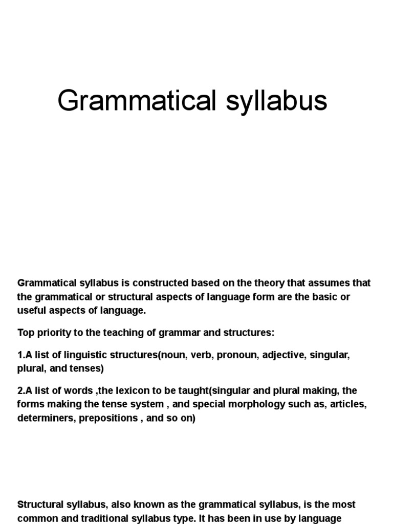 Understanding Grammatical Syllabus | PDF | Word | Plural