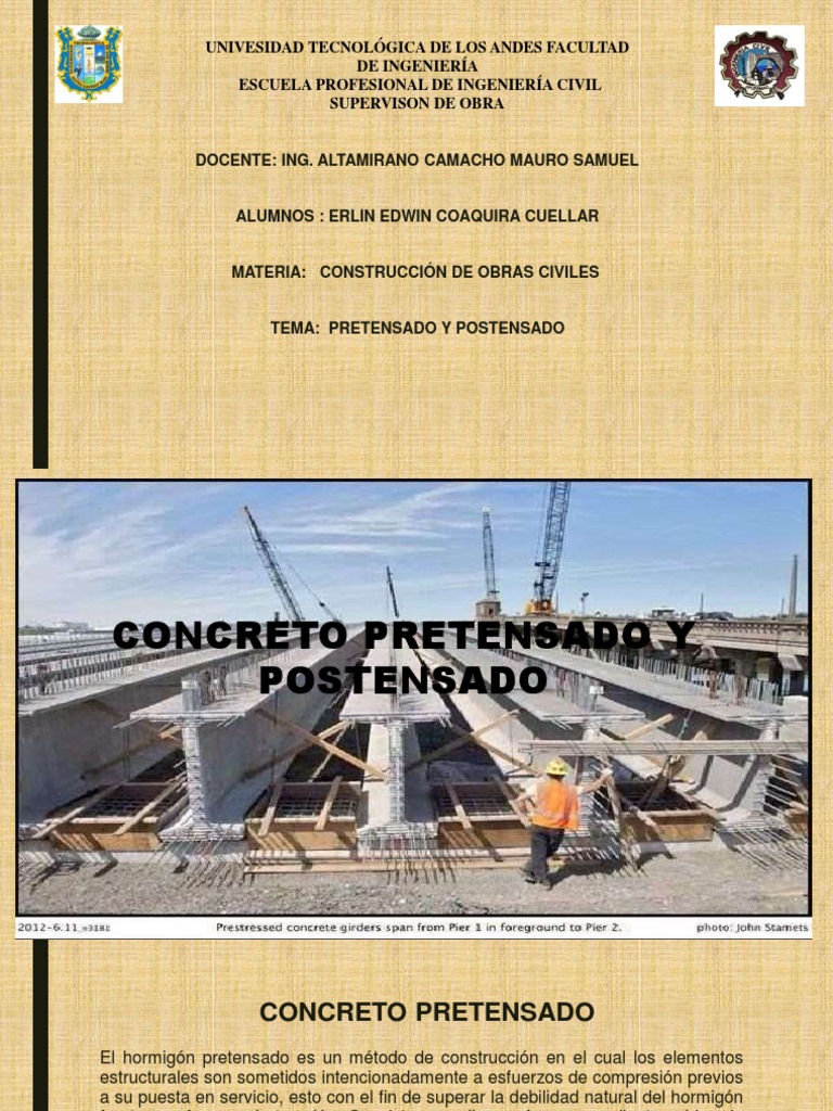 Exposicion Pretensado y Postensado | PDF | Hormigón pretensado ...