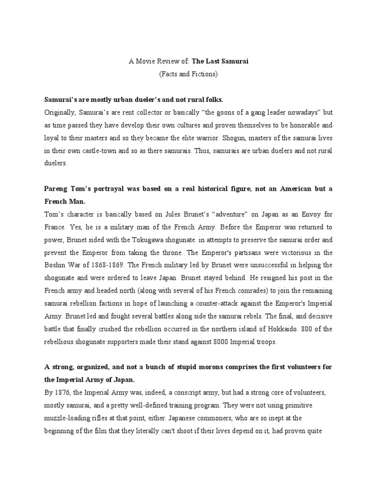 The Last Samurai: Fact vs Fiction | PDF | Samurai | Military