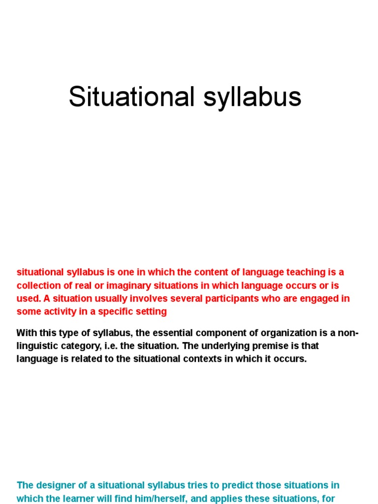Situational Syllabus | PDF | Language Education | Learning