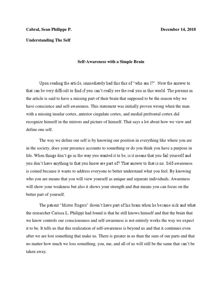 UTS Self Awareness | PDF | Self Awareness | Self