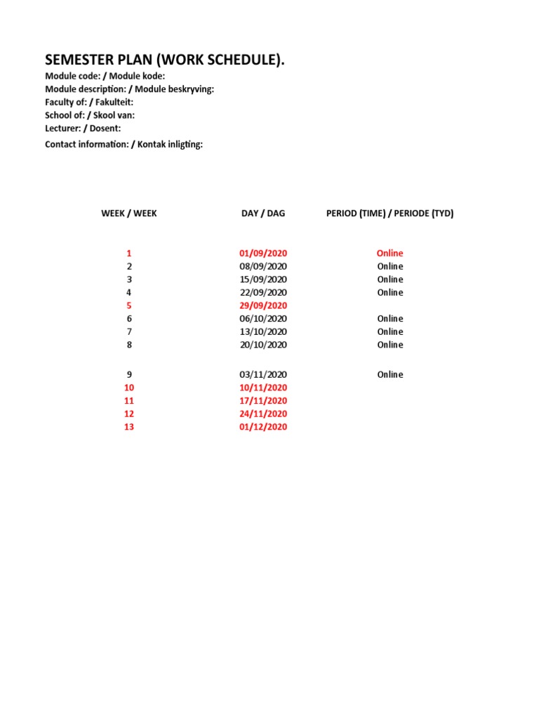 CMPG321 Semester Work Schedule | PDF | Oracle Database | My Sql