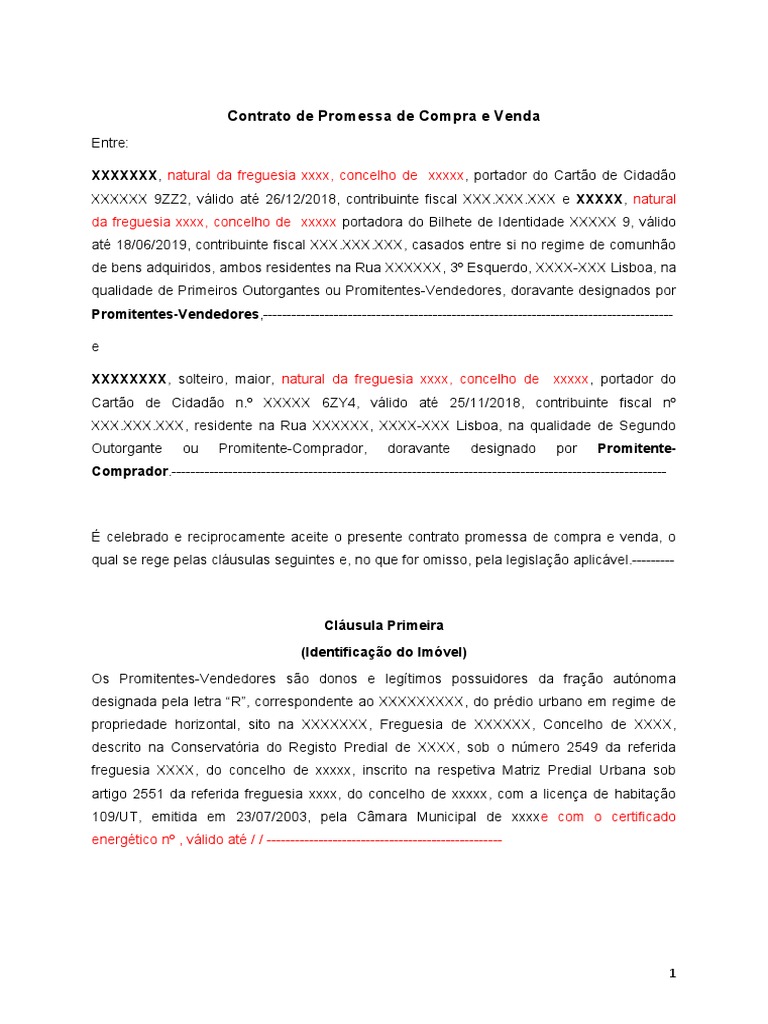 Contrato-Promessa Compra e Venda Imóvel | PDF | Empréstimos | Governo