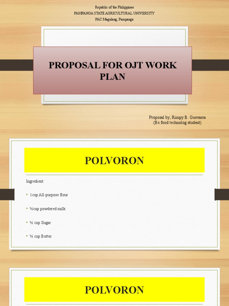 Ojt Proposal | PDF | Fruit Preserves | Butter