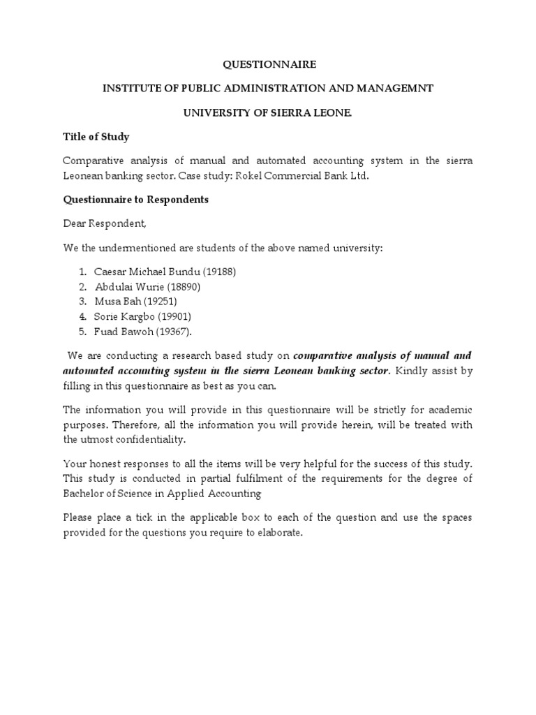 Questionnaire Institute of Public Administration and Managemnt ...