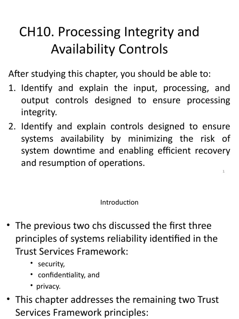 CH10. Processing Integrity and Availability Controls | Download Free PDF | Receipt | Information ...