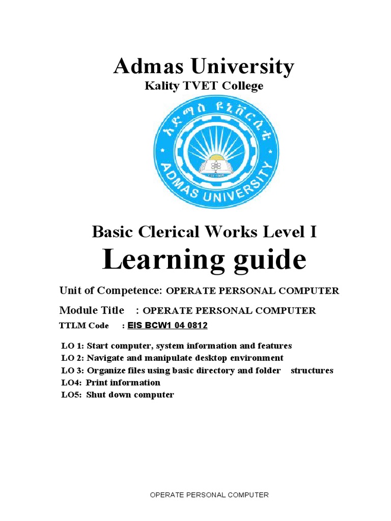 Personal Computer Operation Guide | PDF | Computer Data Storage ...