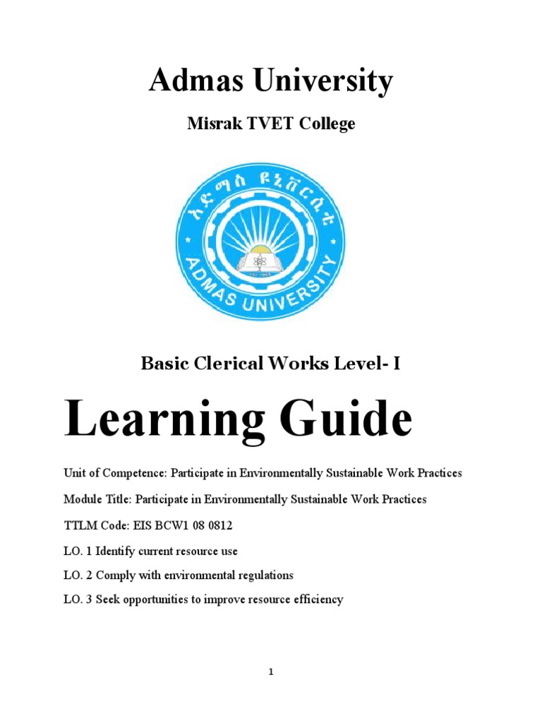 Admas University: Learning Guide | PDF | Water Pollution | Sustainability