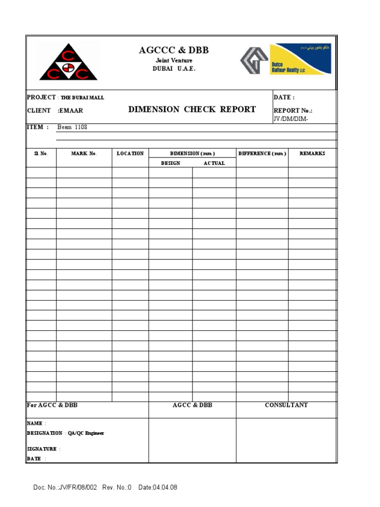 Agccc & DBB: Dimension Check Report | PDF