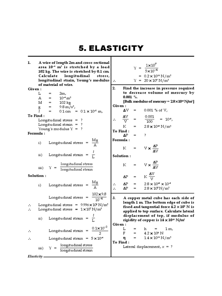 Elasticity | PDF | Young's Modulus | Continuum Mechanics