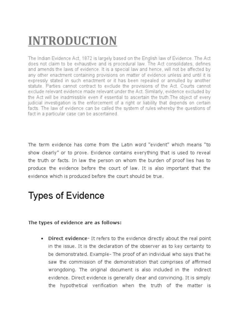 Overview of Evidence Act | PDF | Evidence (Law) | Evidence