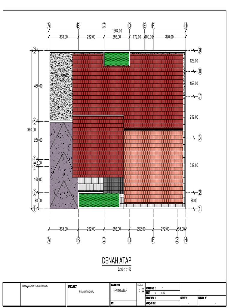Rumah Tinggal Denah Atap Skala 1:100 | PDF