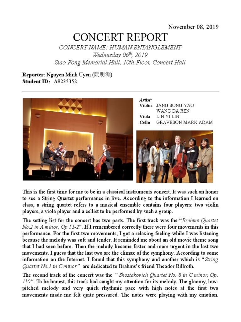 Concert Report: Concert Name: Human Entanglement Wednesday 06, 2019 ...