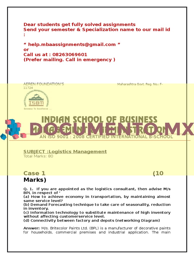 Documento - MX Case Study Logistics Management | PDF | Logistics ...
