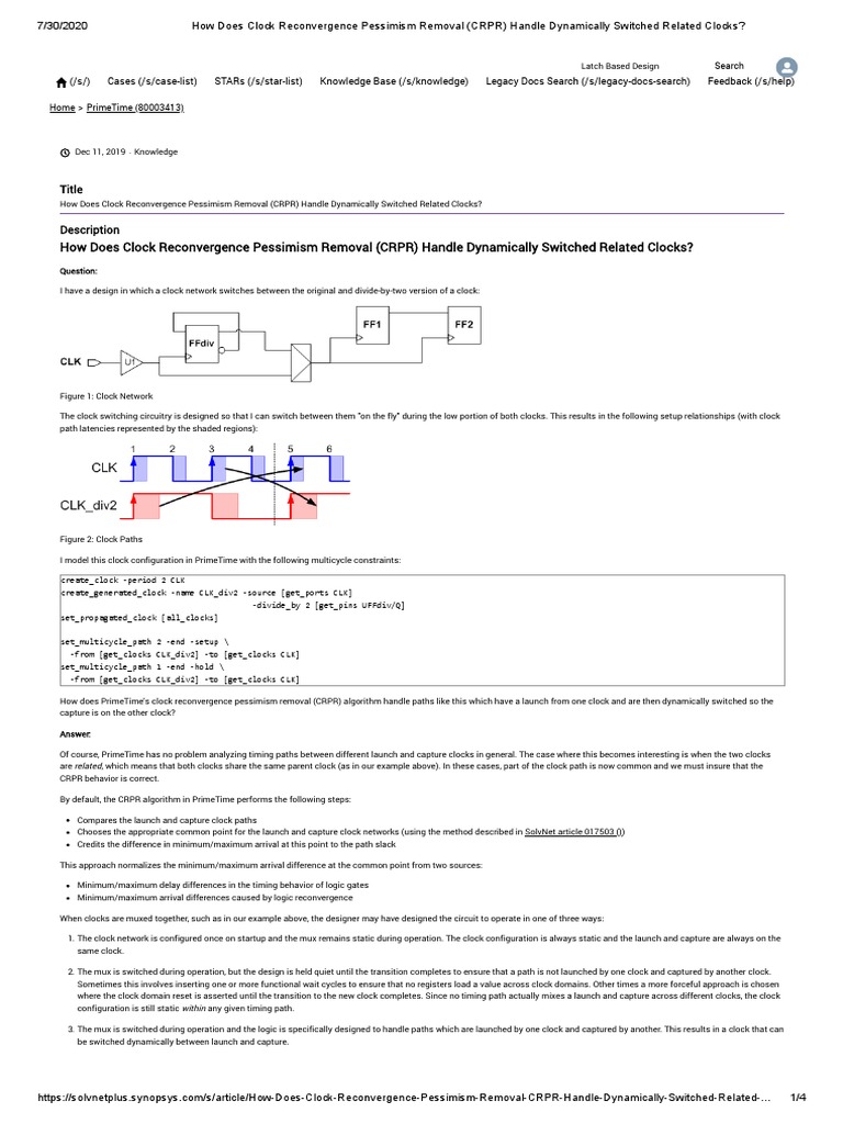 How Does Clock Reconvergence Pessimism Removal (CRPR) Handle ...