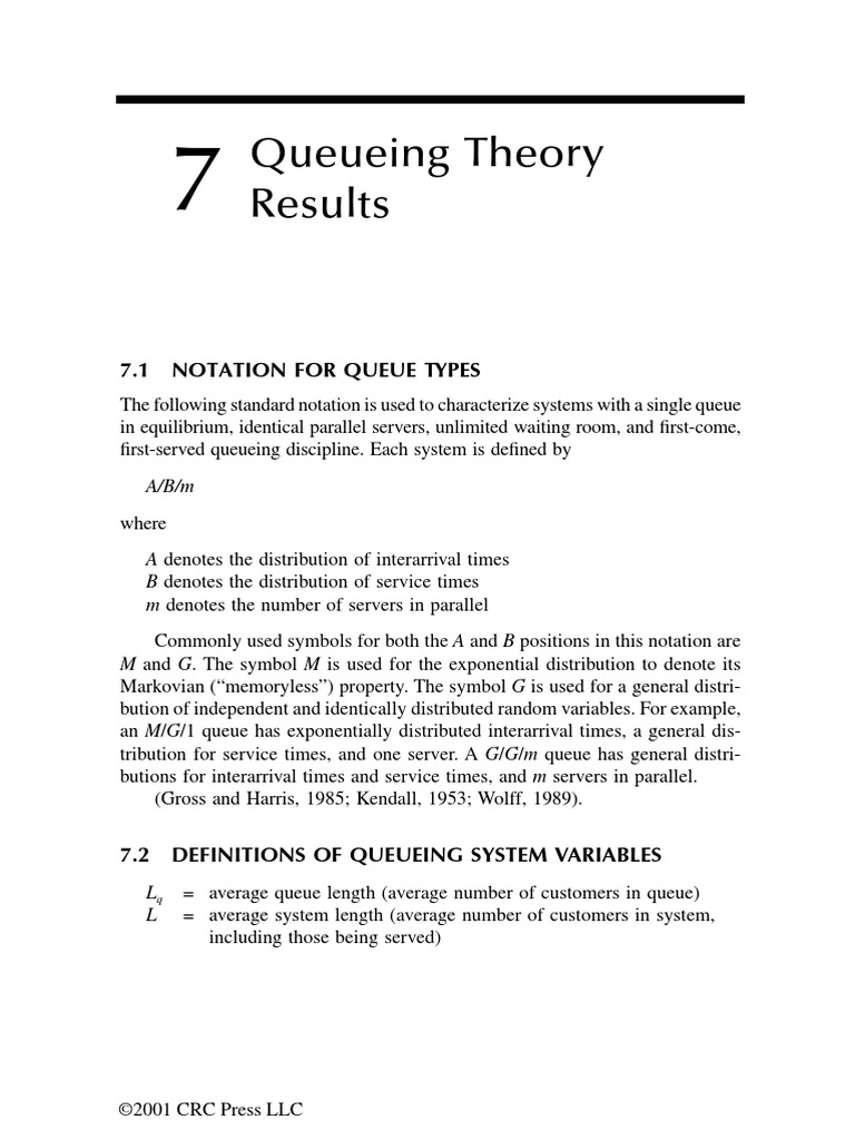 Queueing Theory Results: 7.1 Notation For Queue Types | PDF | Applied ...