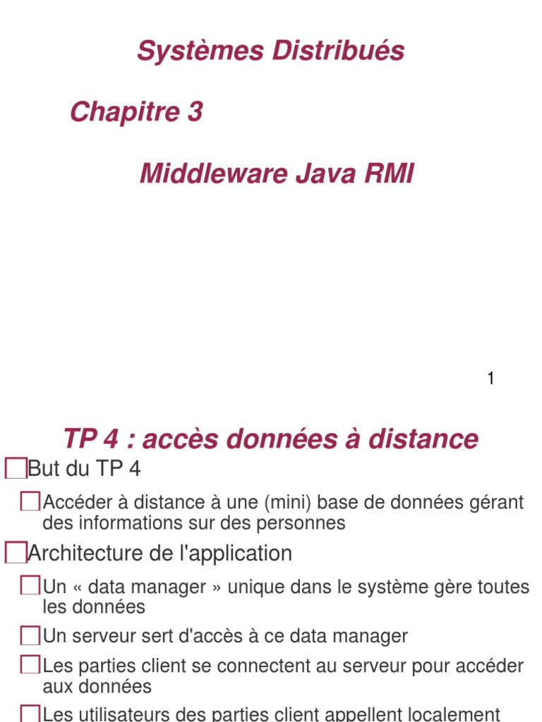Cours Java Rmi rt3 | PDF | Middleware | Java (Langage de programmation)