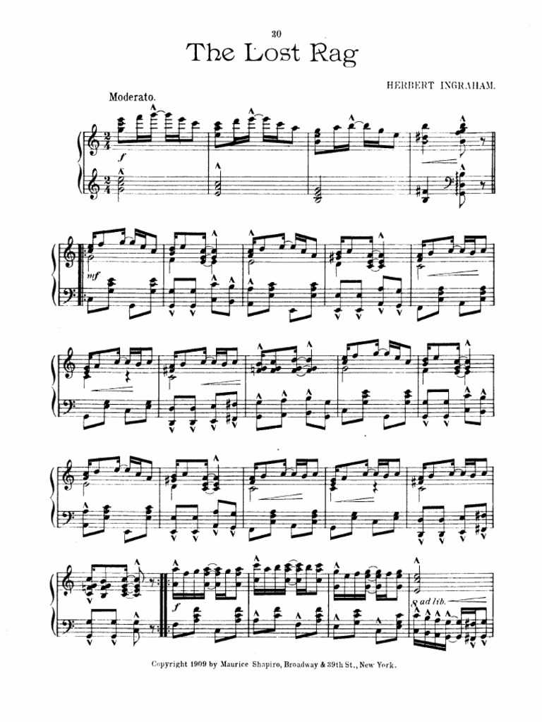 (Rare Rags) Lost Rag - Herbert Ingraham (1909) PDF | PDF