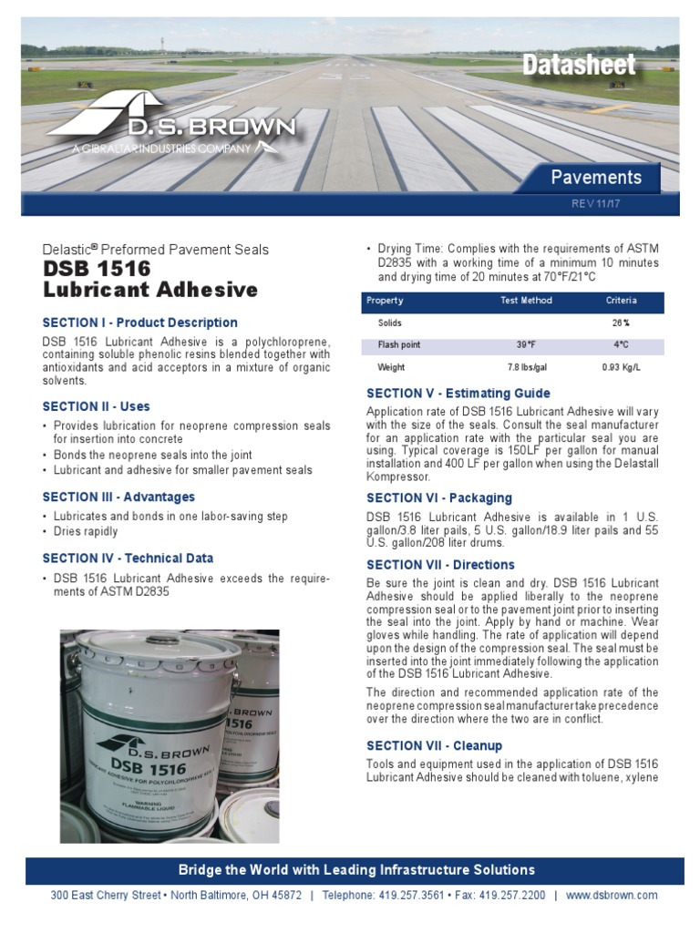 Datasheet: DSB 1516 Lubricant Adhesive | PDF | Adhesive | Lubricant