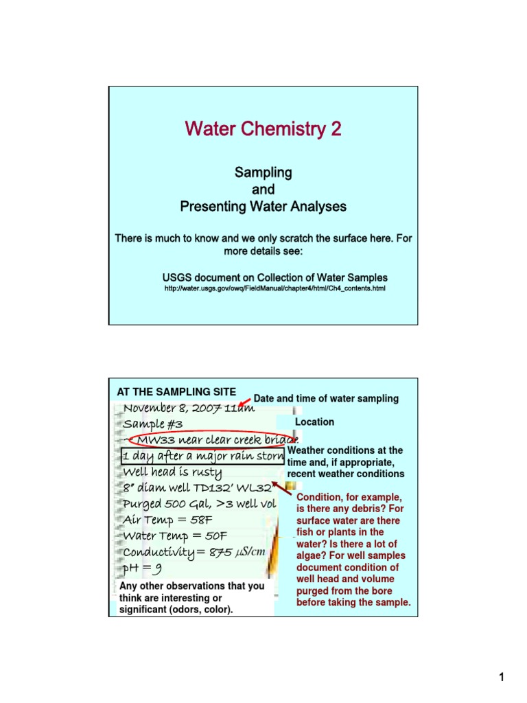 Water Chemistry 2: Sampling and Presenting Water Analyses | PDF ...