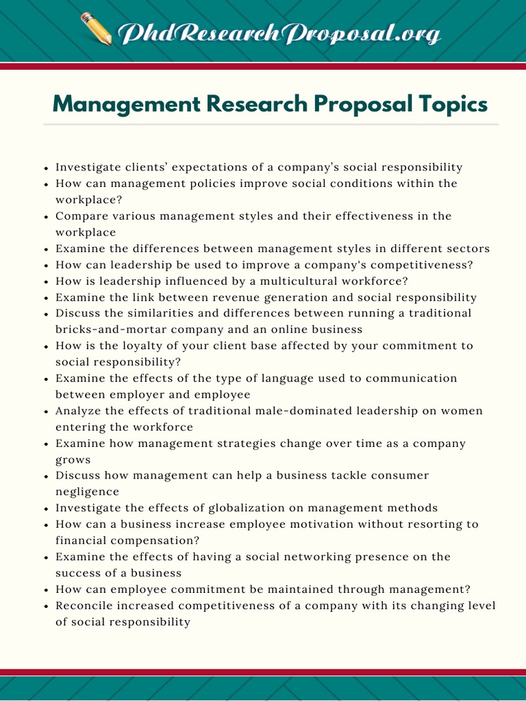 Management Research Proposal Topics List | PDF