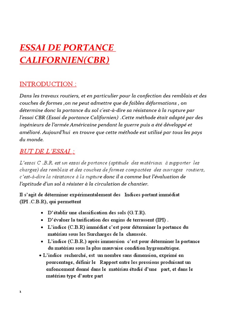 Essai CBR | PDF | Matériaux | Ingénierie civile