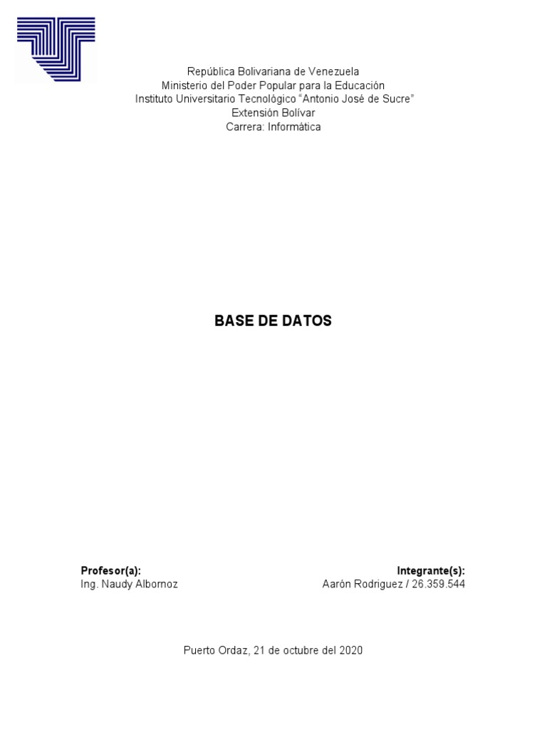 Ensayo Base de Datos | PDF | Bases de datos | Gestión de datos